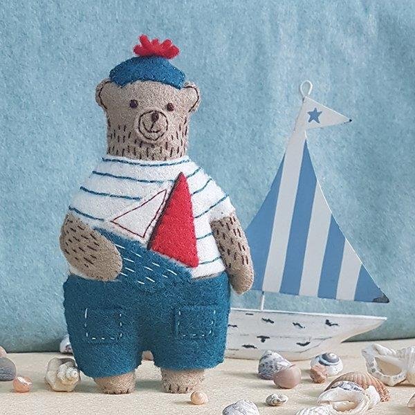 Wool Felt Craft Kit Marcel the Sailor Bear - Coast & Country