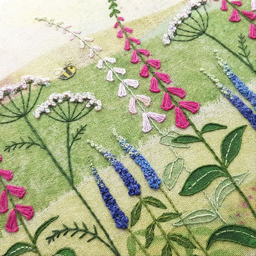 Foxgloves Embroidery Kit by Beaks & Bobbins - Coast & Country