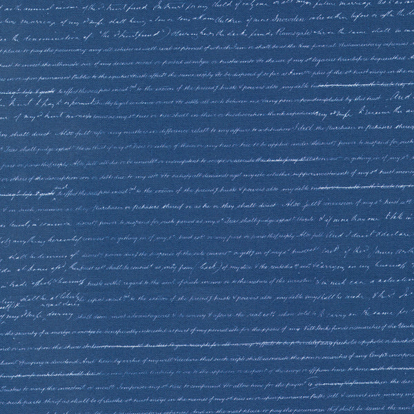 Blueprint Text Fabric - Prussian Blue - Coast & Country