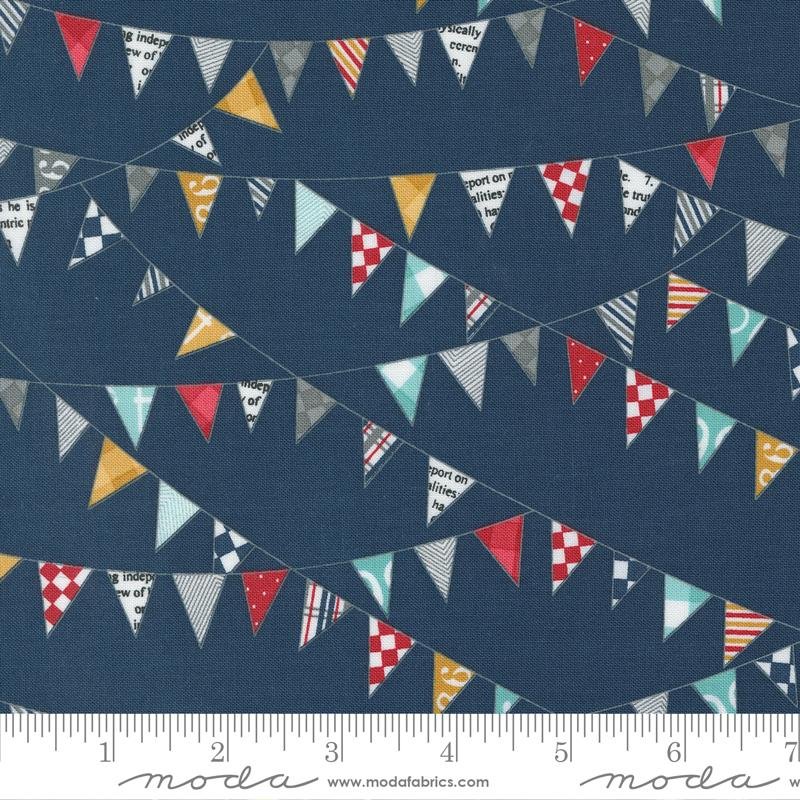 Vintage by Sweat Water - Bunting on Blue Fat 1/4 - Coast & Country
